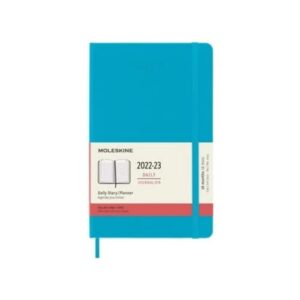 moleskine classic 18 month 2022-2023 daily planner, hard cover, large (5" x 8.25"), manganese blue