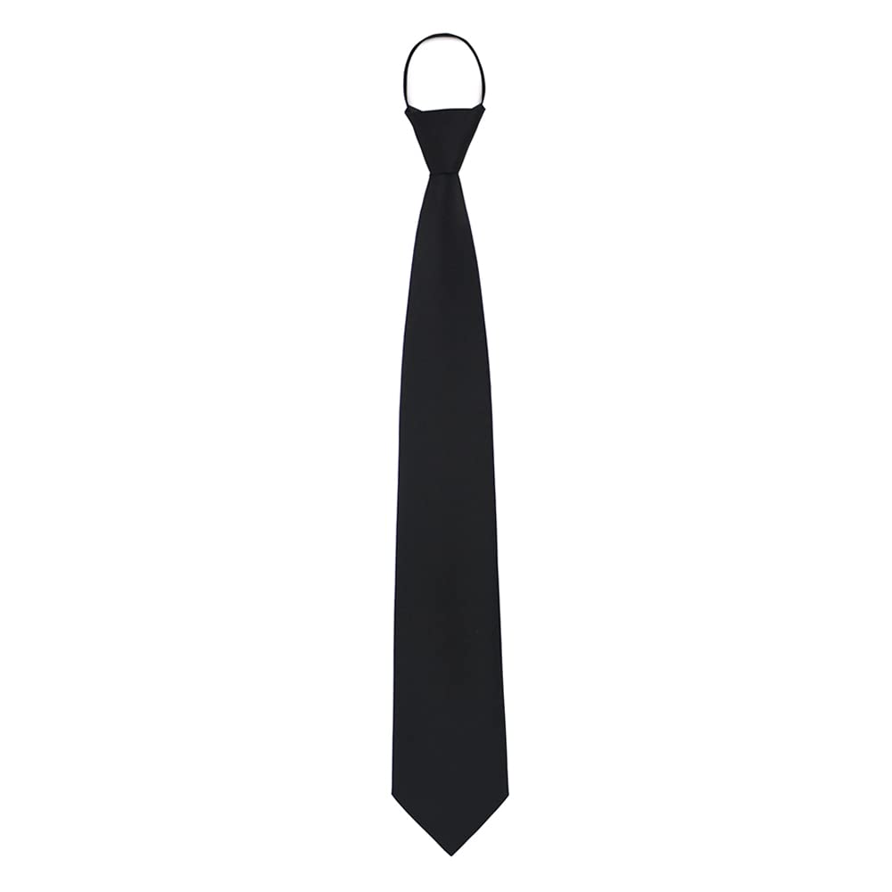 NEOVAT Men's Woman Tie black Auto Automatic necktie Great for Wedding,Groom,Groomsmen,Missions,Dances,Gifts,formal events., Black, S:44cm/17.3in~45cm/17.7in