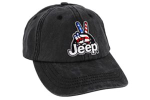 jeep wave usa chino twill patch garment washed hat black