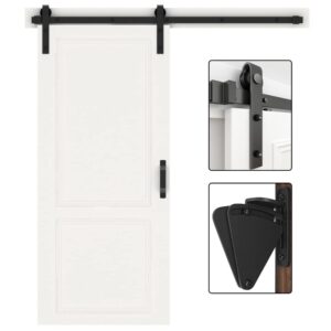 winsoon 9ft single wood sliding barn door hardware basic black big spoke wheel roller flat track kit with barn door lock hardware black steel sliding privacy latch