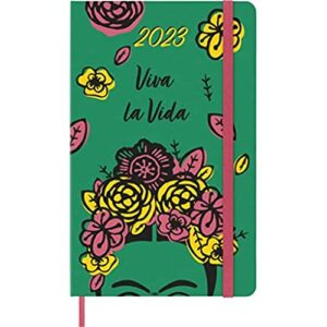 moleskine limited edition frida kahlo 12 month 2023 daily planner, hard cover, large (5" x 8.25"), green