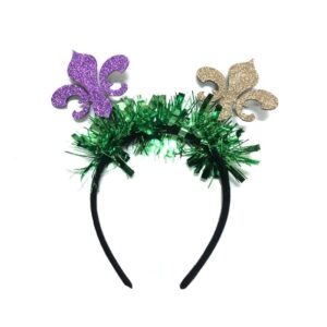 vcoool mardi gras headbands carnival headband costume green purple top hat headband clown hat headband for women and children, large