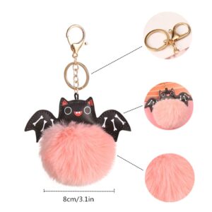 Plzoslly 10 Pieces Animal Pom Pom Keychain Cute Fluffy Key Ring, Unicorn Keychain Heart Pompom Keyrings Ball Fluffy Fur Fluffy Key Ring for Women Girls Bag Accessories