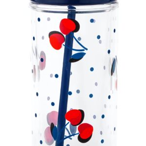 Kate Spade New York Insulated Tumbler with Reusable Straw, 24 Ounce Acrylic Travel Cup with Lid, Vintage Cherry Dot