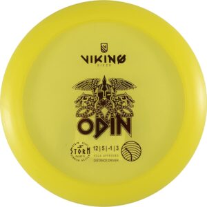 viking discs odin storm plastic | distance driver | advanced disc golf driver [stamp color & color shade may vary] (173-176g, yellow)