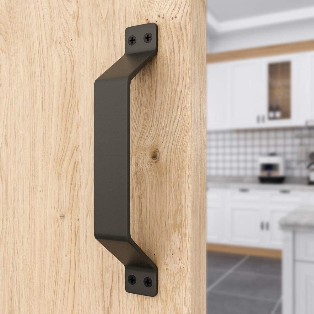 WINSOON 4FT Single Sliding Barn Door Hardware Roller Track Kit with Simple Sliding Barn Door Handle