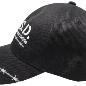 P.T.S.D. Not All Wounds are Visible Black Barb Barbed Wire Acrylic Adjustable Embroidered Cap Hat