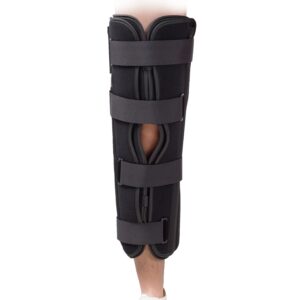 toddobra 3-panel knee immobilizer full leg support brace, aluminum alloy straight knee splint - for knee pre-and postoperative & injury or surgery recovery (update size l)