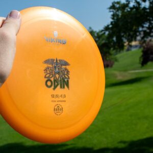 Viking Discs Odin Armor Plastic | Distance Driver | Advanced Disc Golf Driver [Stamp Color & Color Shade May Vary] (173-176g, Orange)