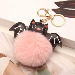 Plzoslly 10 Pieces Animal Pom Pom Keychain Cute Fluffy Key Ring, Unicorn Keychain Heart Pompom Keyrings Ball Fluffy Fur Fluffy Key Ring for Women Girls Bag Accessories