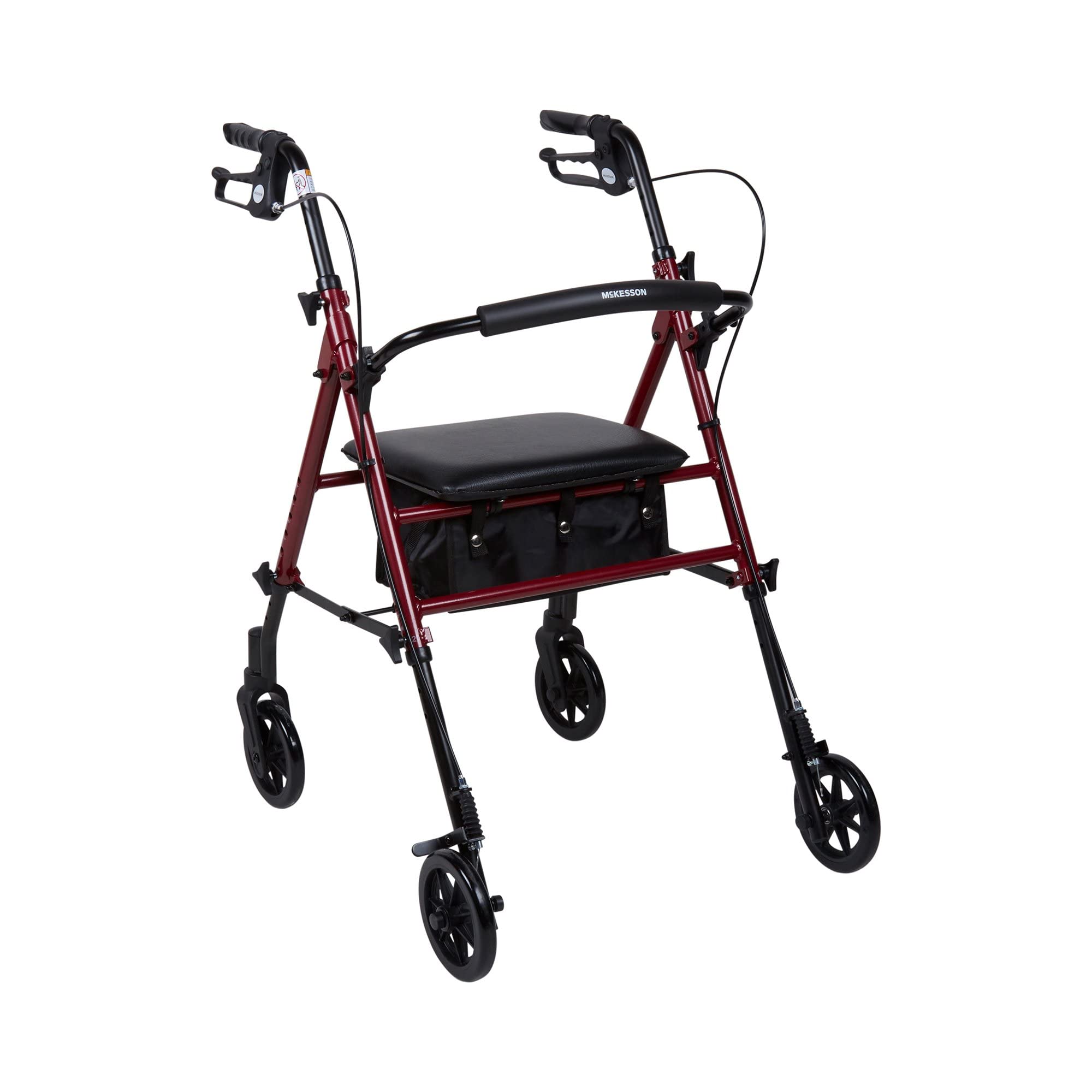 McKesson Lightweight Rollator - Walker with Wheels, Seat, Storage - Adjustable Height, 1 Count