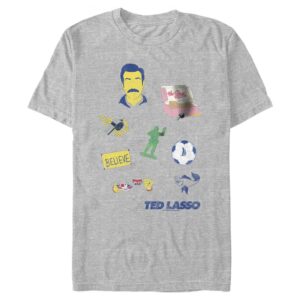 ted lasso men's big & tall lasso icons t-shirt, 4x-large, athletic heather