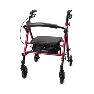 mckesson lightweight rollator - walker with wheels, seat, storage - adjustable height, 1 count