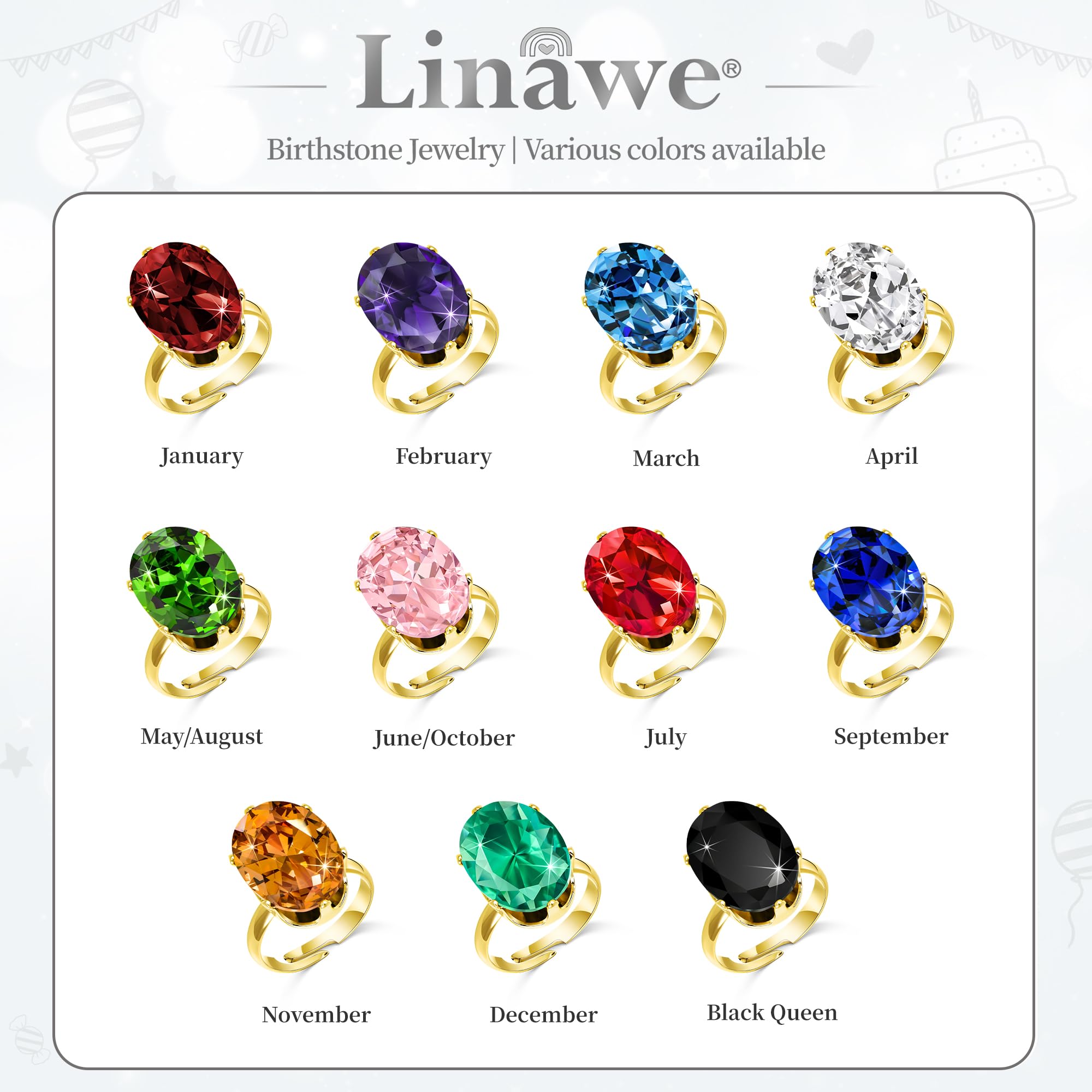 Linawe Citrine Morganite Orange Topaz Adjustable Rings for Women, Gold Cubic Zirconia Diamond Gemstone Crystal Birthstone Rhinestone Cocktail Ring Love Costume Jewelry