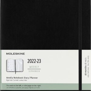 Moleskine Classic 18 Month 2022-2023 Weekly Planner, Soft Cover, XL (7.5" x 9.75"), Black