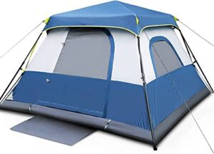 6 person tent, tents for camping,6 person 60 seconds set up camping tent, waterproof pop up tent with top rainfly, instant cabin tent, advanced venting design, provide gate mat