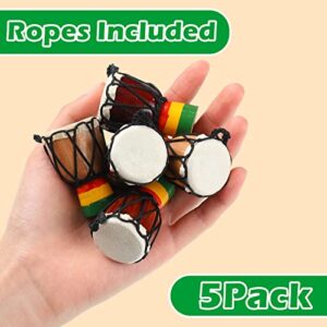 5 Pcs Instrument Necklaces Djembe Drum Mini Pendant African Drum Wooden Classic Hand Congo Drums Jewelry Necklace Drums and Percussion for Teens Men Women Charms, Party Supply Gift for Music Lover