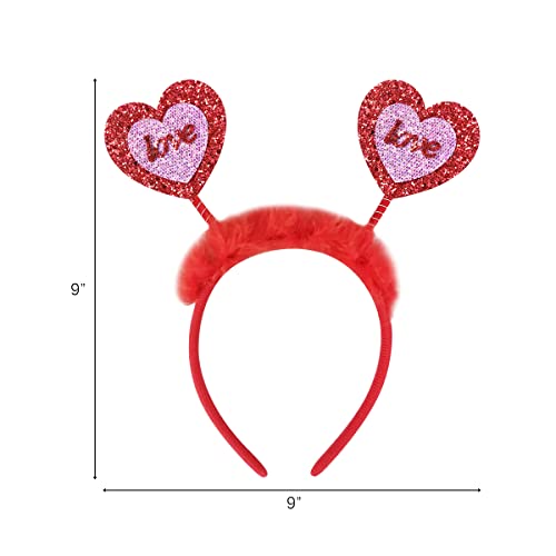 CIEOVO 4 Pieces Valentine's Day Headbands Glitter Red Heart Lip Bopper Headband Hair Hoop Head Bopper Hair Accessories for Valentine's Day Wedding Bridal Shower Party Favor Gift Photo Booth