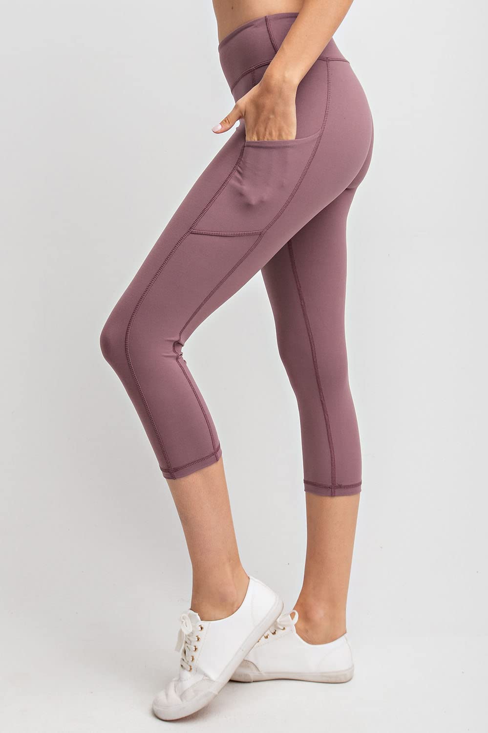 Hype Up Women's High Waisted Buttery Super Soft Capri Length Activewear Leggings with Side Pockets (S-3X)