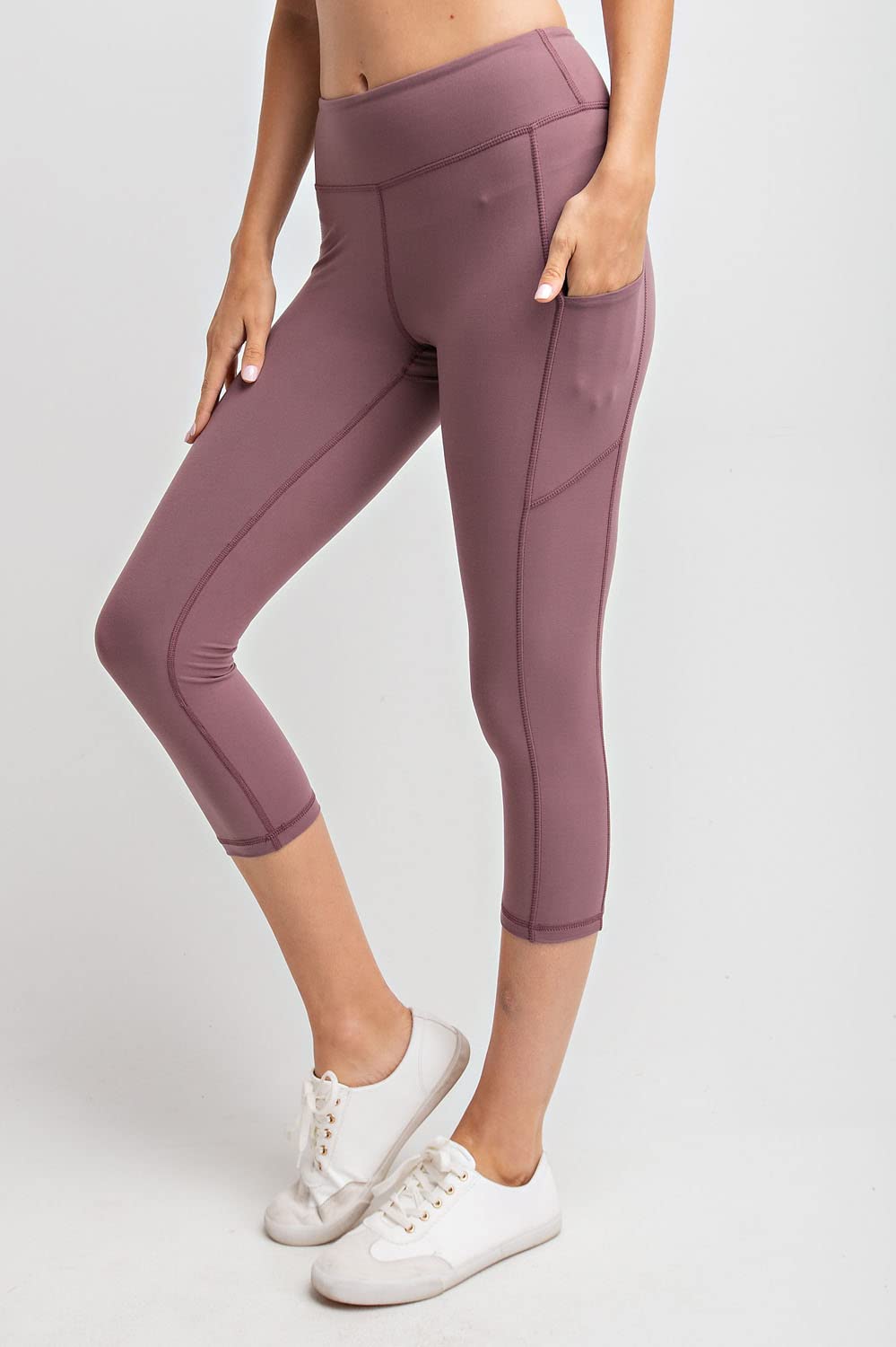 Hype Up Women's High Waisted Buttery Super Soft Capri Length Activewear Leggings with Side Pockets (S-3X)