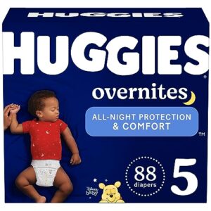 huggies size 5 overnites baby diapers: overnight diapers, size 5 (27+ lbs), 88 ct