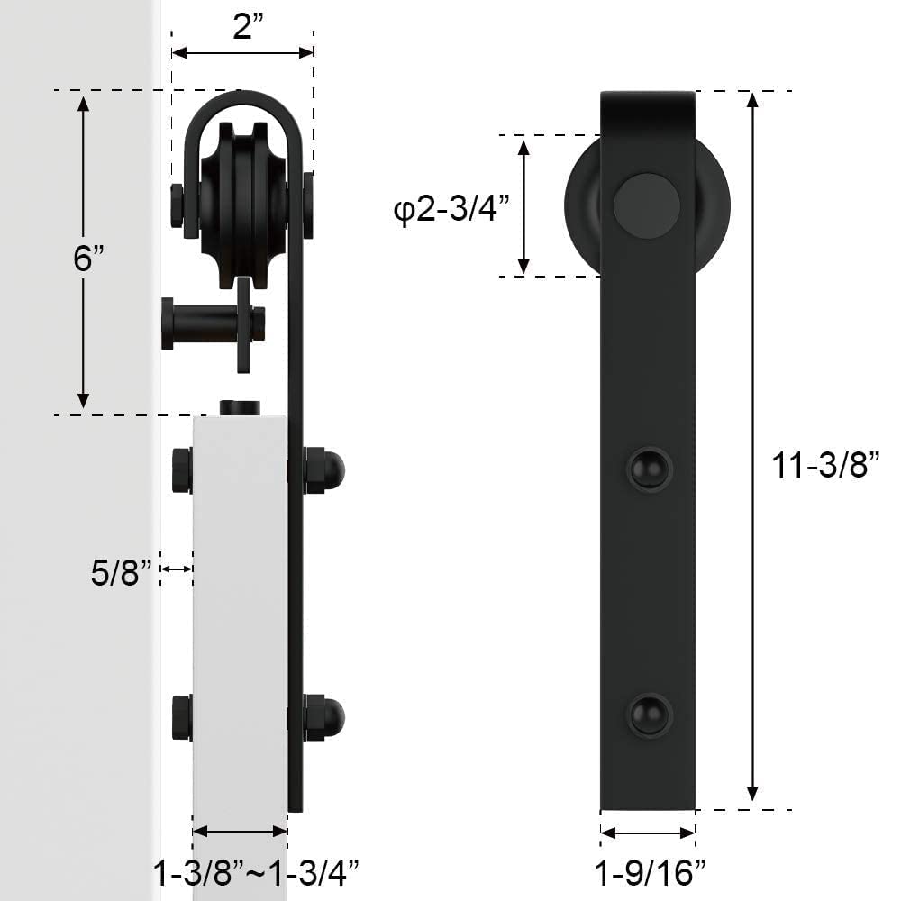 WINSOON 8FT Single Sliding Barn Door Hardware Roller Track Kit with Simple Sliding Barn Door Handle