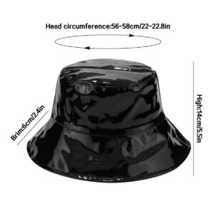 XYIYI Women Black Rain Hats Waterproof Rain Hat Wide Brim Bucket Hat Rain Cap