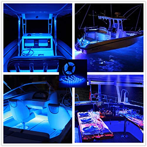 LED Boat Strip Lights, 32.8FT Marine Pontoon Led Lights, Waterproof Boat Interior Light, Under Gunnel Lights, Boat Deck Light, Night Fishing Lights, Good for Pontoon Bass Fishing Yacht Kayak (Blue)