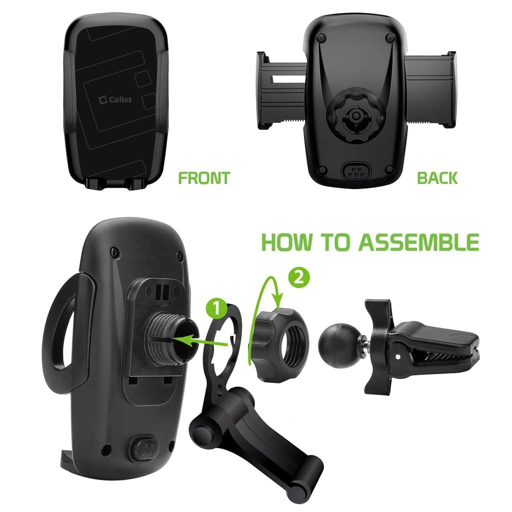 Full 360 Multi Mount Works for Asus ZenFone 2 Laser 8GB and Car Holder is Fully Adjustable, Portable, Durable up to 3.5inch Wide Screens and 8 pounds! [Black]