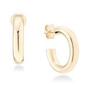 miabella 925 sterling silver or 18kt gold over silver 3mm high polished lightweight chunky hoop earrings for women made in italy (yellow-gold-plated-silver)