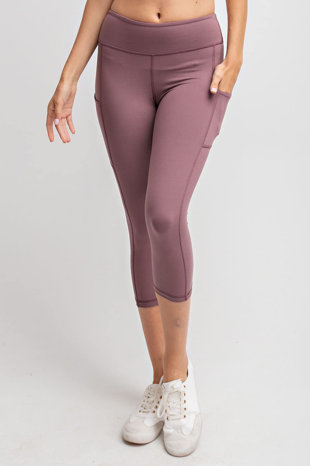 Hype Up Women's High Waisted Buttery Super Soft Capri Length Activewear Leggings with Side Pockets (S-3X)