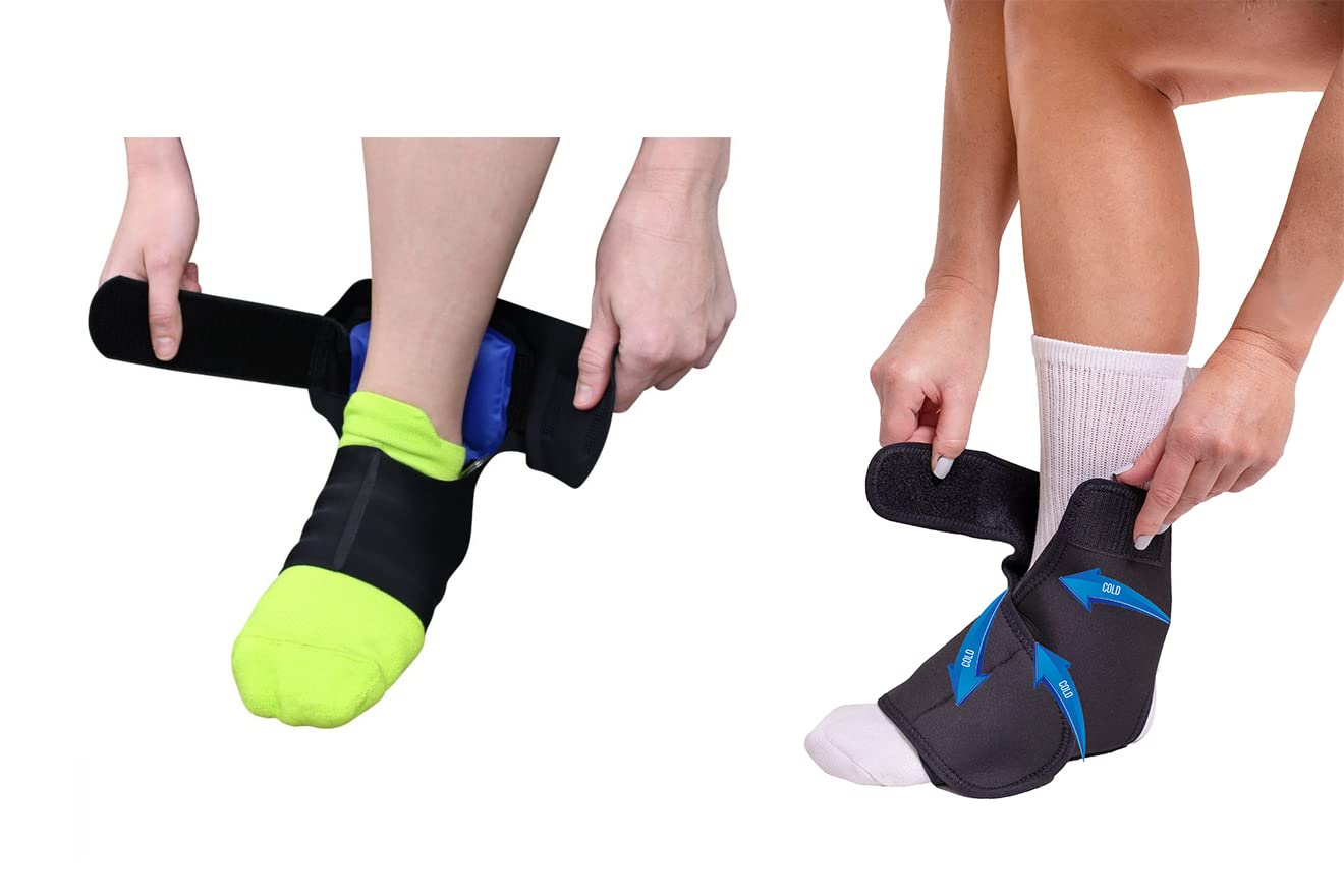 Air Foot Wrap (Small) + Reusable Foot Ice Pack (Small)- Pain Relief for Achilles Tendinitis, Foot Pain, Sprains & Injury by Brace Direct