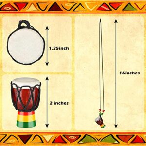 5 Pcs Instrument Necklaces Djembe Drum Mini Pendant African Drum Wooden Classic Hand Congo Drums Jewelry Necklace Drums and Percussion for Teens Men Women Charms, Party Supply Gift for Music Lover