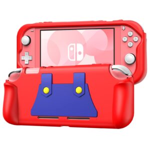 kenobee silicone case compatible with nintendo switch lite 2019, soft lightweight ergonomic grip protective cover with shock-absorption and anti-scratch design for switch lite console, red