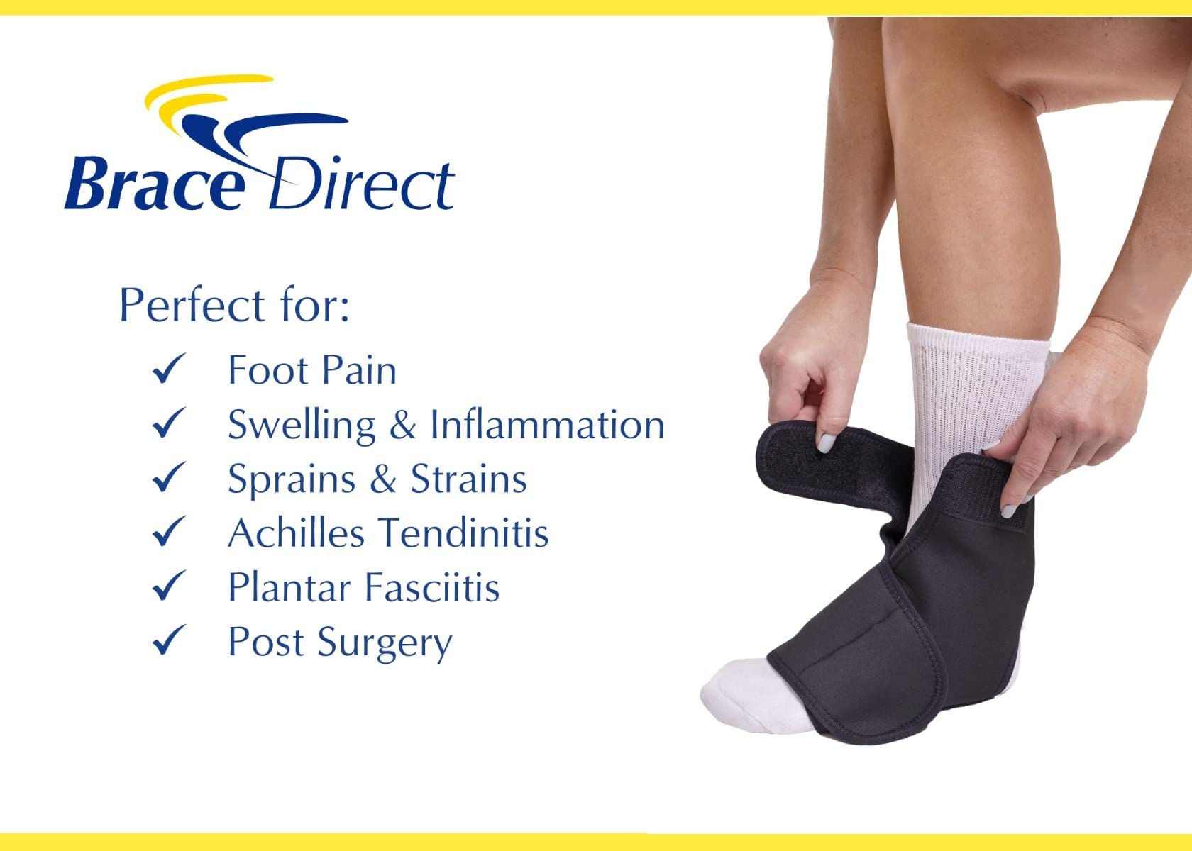 Air Foot Wrap (Small) + Reusable Foot Ice Pack (Small)- Pain Relief for Achilles Tendinitis, Foot Pain, Sprains & Injury by Brace Direct