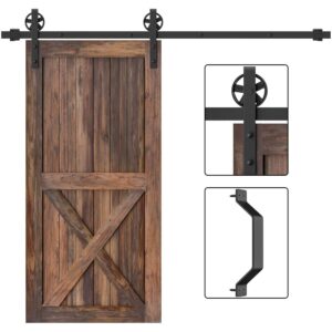 winsoon 9ft single sliding barn door hardware kit with sliding barn door handle