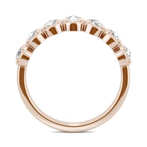 Rose Gold Moissanite by Charles & Colvard Round Rose Cut Milgrain Wedding Band-size 5 0.42cttw DEW