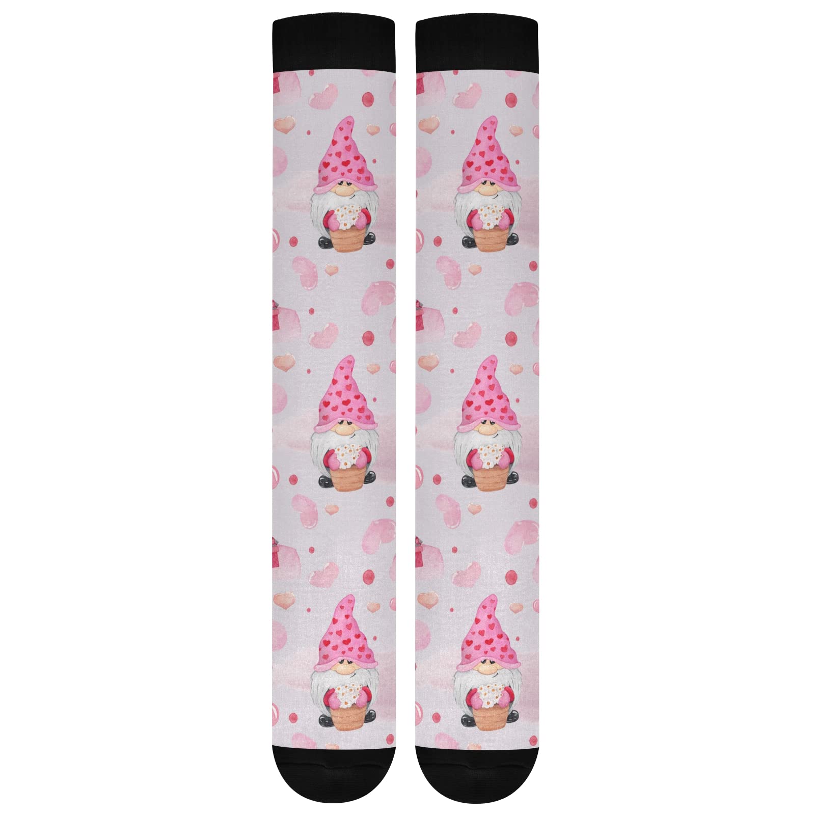 xigua Valentine's Mother's Day Cute Gnome Compression Socks 20-30mmHg Knee High Stockings for Sport Nursing - 1 Pair