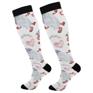 xigua valentine's mother's day cute gnome compression socks 20-30mmhg knee high stockings for sport nursing - 1 pair