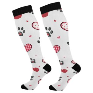 xigua valentine's mother's day hearts paws compression socks 20-30mmhg knee high stockings for sport nursing - 1 pair