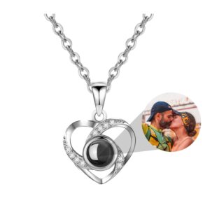 personalized photo necklace projection necklace with picture inside -sterling silver custom photo projection necklace-custom jewelry gift for women wife mom christmas