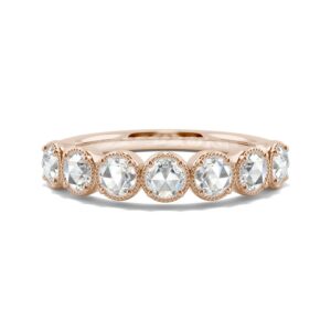 Rose Gold Moissanite by Charles & Colvard Round Rose Cut Milgrain Wedding Band-size 5 0.42cttw DEW