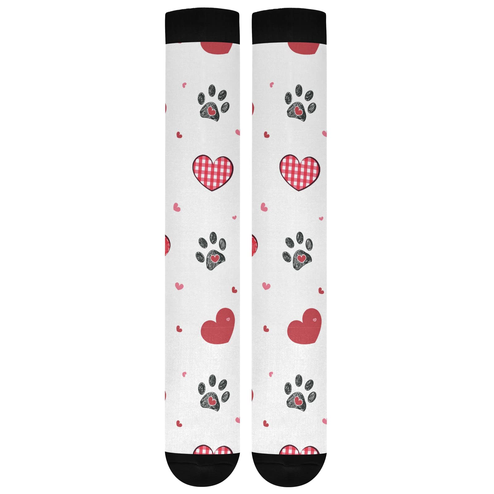 xigua Valentine's Mother's Day Hearts Paws Compression Socks 20-30mmHg Knee High Stockings for Sport Nursing - 1 Pair