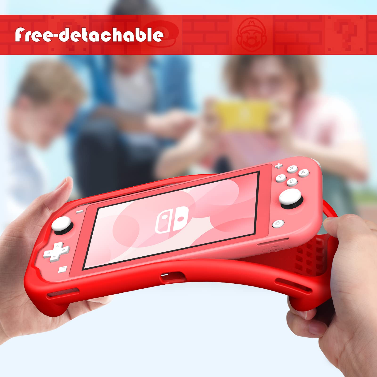 KENOBEE Silicone Case Compatible with Nintendo Switch Lite 2019, Soft Lightweight Ergonomic Grip Protective Cover with Shock-Absorption and Anti-Scratch Design for Switch Lite Console, Red