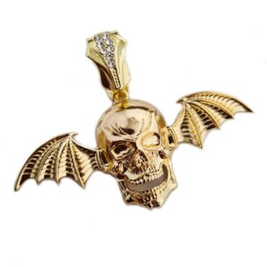 hip hop jewelry gold silver plated skull wing avenged sevenfold bling fashion charm pendant (gold)