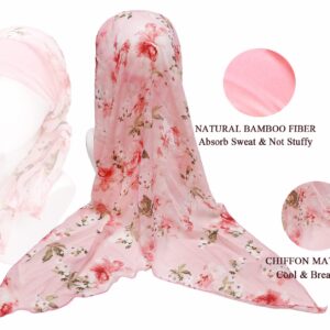 Gragengs Headwear for Women Sleep Beanie Head Scarf for Bald Wraps Cancer Hats Turbans (Pink Flower)