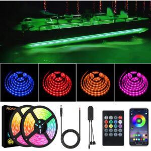 led strip boat lights kit, 40ft bluetooth multi-color marine pontoon led lights, waterproof boat interior light, under gunnel deck lights, night fishing lights, app/remote control, sound music sync