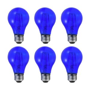 sylvania led blue glass filament a19 light bulb, efficient 4.5w, 40w equivalent, dimmable, e26 medium base - 6 pack (41744)