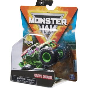 Monster Jam 2021 Spin Master 1:64 Diecast Monster Truck with Wheelie Bar: Legacy Trucks Grave Digger Silver Chrome