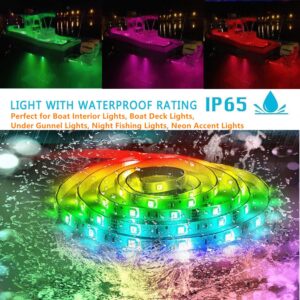 HOKIION LED Boat Strip Lights, 40FT Multi-Color Marine Pontoon Led Lights, Waterproof Boat Interior Light, Under Gunnel Lights, Boat Deck Light, Night Fishing Lights for Pontoon Fishing Bass Yacht